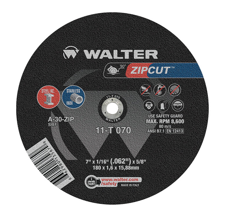 Walter 11T070 ZIP WHEEL™ 7 X 1/16" X 5/8" T1 GRADE A-30-ZIP PK 25 ...