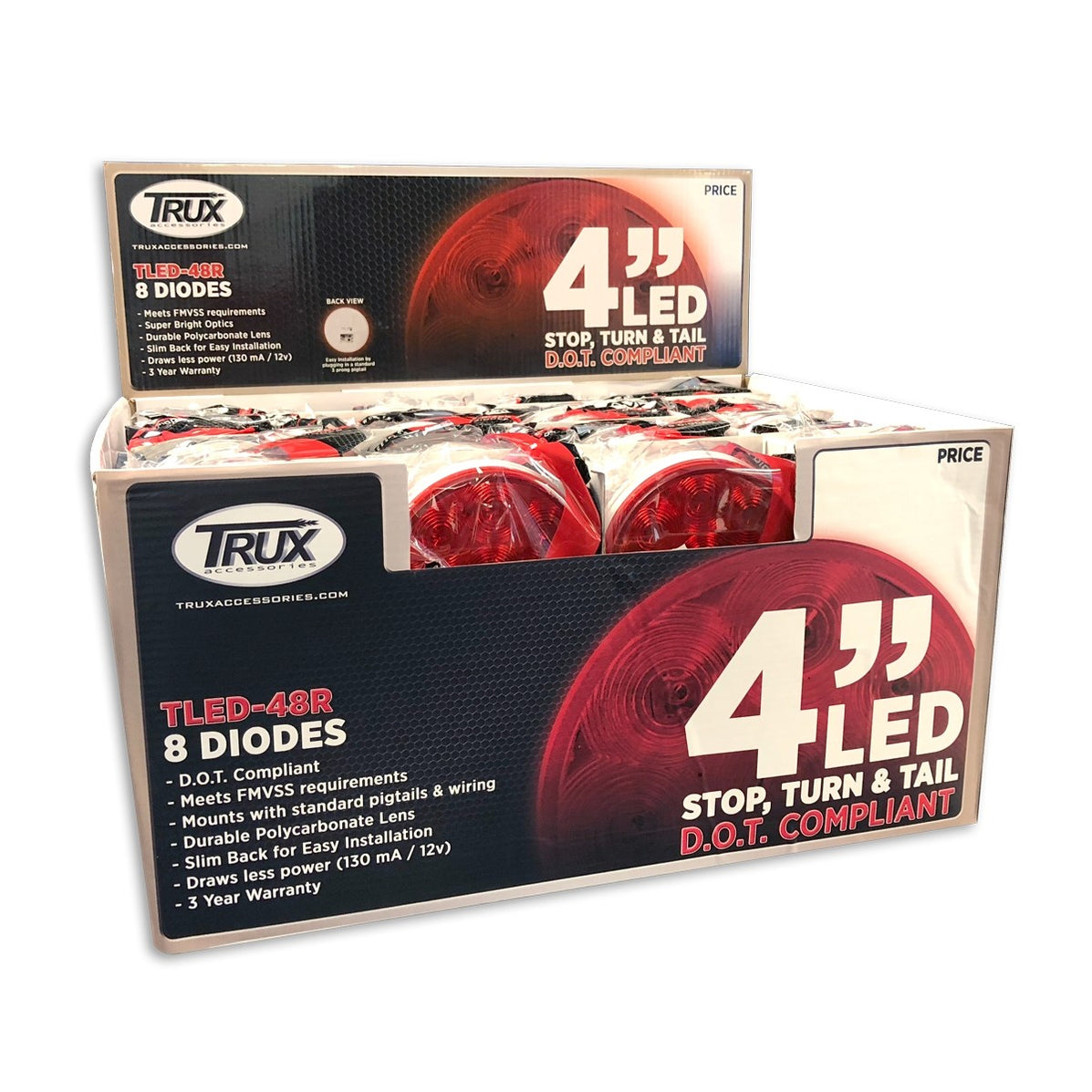 Trux Accessories TRX-136 POS DISPLAY OF 48 X 4" RED STOP, TURN & TAIL ...